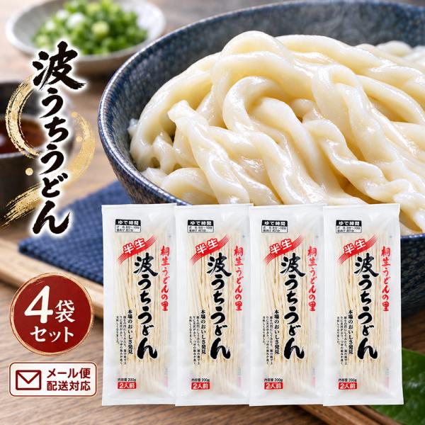 【発売日：2026年09月20日】【メール便配送対応】桐生の波打うどん ねじれうどん 半生麺 200g×4袋 なみうちうどんご希望を多く頂いておりました、波うちうどんの【メール便配送対応】セットです。こちらは麺の容量が１袋/200gの商品と...