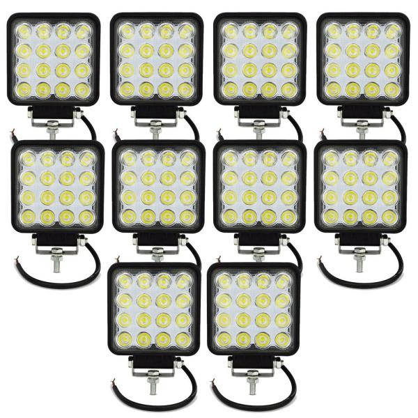 LED ワークライト 12V 24V 兼用 48W 6000K ホワイト 防水 作業灯 デッキライト 投光器 車幅灯 照明 トラック 10個セットサイズ横83ｍｍ縦100ｍｍ厚み55ｍｍ