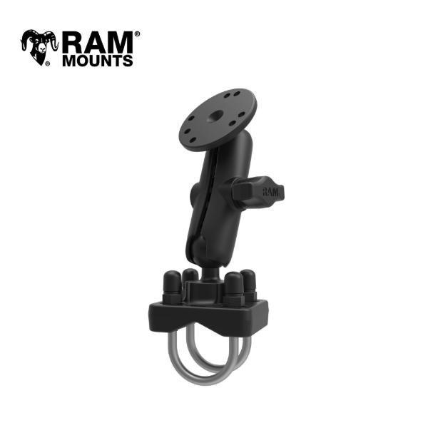 商品コード：101235ダブルソケットアーム、ユニバーサルAMPS穴パターンを備えた直径2.5インチの円形ベース、そして直径1インチから1.25インチのパイプにフィットするステンレス製ダブルUボルトベースで構成されています。トップマウントの...