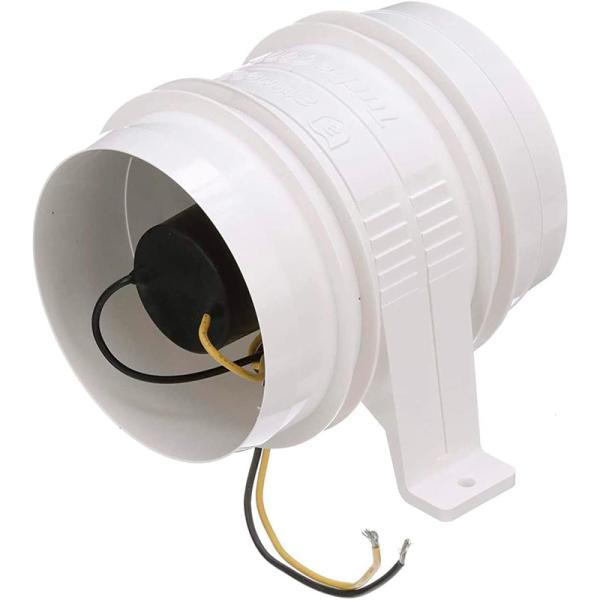 商品コード：317494ホースの間に取り付けるタイプのインラインブロワーモーターです。◆風量：230CFM(6.51立法メートル/分)◆使用ホース：4インチ(100mm)◆電圧/電流：12V/2.5A◆使用ヒューズ：5A◇attwood 1...