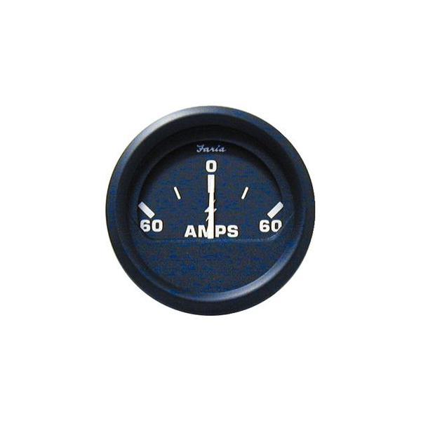 商品コード：412822FARIA社製 ユーロブラックシリーズ アンメーター(電流計)です。◆穴開けサイズ：52mm◆ベゼル外径：57mm◆文字盤：ブラック◆文字色：ホワイト◆ベゼルカラー：ブラック◆仕様：12V