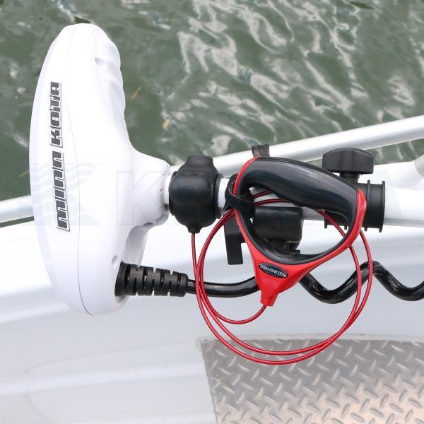 商品コード：423203ナイロンコーティングされたステンレス製のエレキ引き上げ用ケーブル＆ハンドルです。エレキの純正ロープを本製品と交換する事でロープの断裂等のトラブルに悩まされにくくなります。ハンドルも握りやすい形状ですので、エレクトリッ...