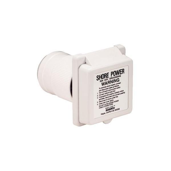 商品コード：496351マリンコ社製　陸電コードに使用する船体側パワーインレットです。プラグを差し込み、カバーのロックリングを回すだけで簡単にコードをロックすることができます。陸電コードは誤挿入を防ぐために出力に応じてプラグの形状が異なりま...