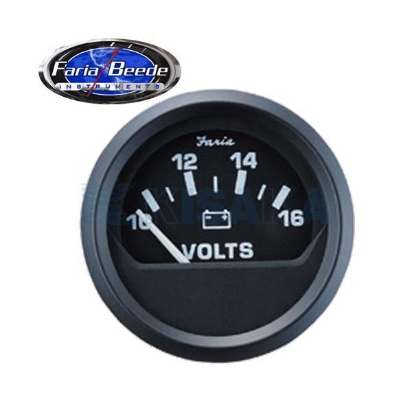 商品コード：612821FARIA(ファリア)製の黒色ボルトメーター(電圧計)です。バッテリー電源系統へ接続してください。◆穴開けサイズ：52mm◆ベゼル外径：57mm◆EURO(ユーロ)◆電源： 12V専用◆マウントキット付属