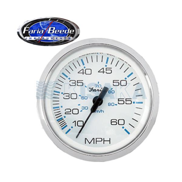 商品コード：633811FARIA(ファリア)製の白色スピードメーター(速度計)です。別売りのピトー管とセットで使用することで、エンジンモデルとは関係なくボートのスピードを表示することができます。ピトー菅に接続されたチューブ内の水圧を感知し...