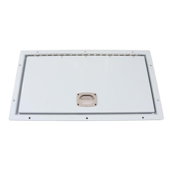 商品コード：901023溶接で組み上げたアルミ製のハッチです。開口部にはラバーシールが装着されています。また、デッキに使用する際にカーペットを貼ることを前提として、ベースとハッチの間に隙間(約7〜8mm)を設けているので仕上がりも良好で、人...