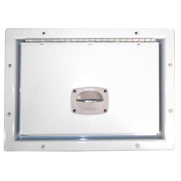 商品コード：901025アルミ製のハッチ(鍵なし)です。◆ツバサイズ：縦 255mm×横 354mm×厚み3mm◆カットサイズ：縦 220mm×横 315mm◆内寸：縦 150mm×横 250mm 黒色内ゴム付◆アルミ製 グレーペイント◆皿...