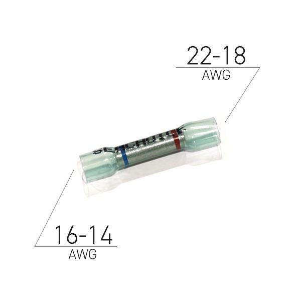 商品コード：906142異なる太さの電線を繋ぐための異径コネクターです。配線の圧着後に、ヒートガンなどでコネクターの被覆部分を加熱することで、チューブと配線が接着され、高い防水・防塵効果が得られます。※圧着加工前に、使用される電線が適応範囲...