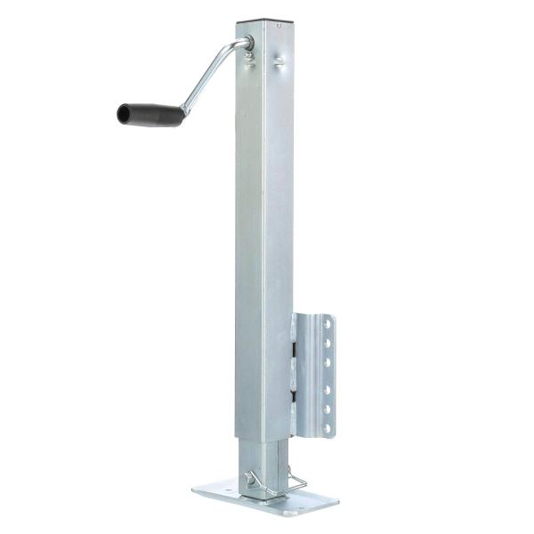 商品コード：952051足元がホイールではなく、プレート状になっているトレーラージャッキです。キャンピングトレーラーなどの重量物の固定や位置調整に最適です。角パイプはマウント部と固定されており、回転はできません。◆取付可能トレーラーフレーム...