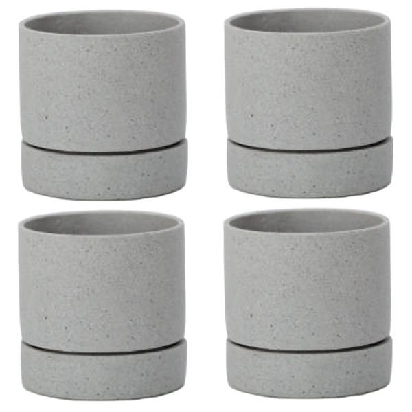 花・観葉植物用ポット エルミ 11 H Polystone POT （4個入り） 18001 底穴あり 受皿付き （代引き不可） 小型ポット FARM (p109)【代引き不可】　おしゃれで素敵なポット。お部屋のインテリアにガーデニングに。