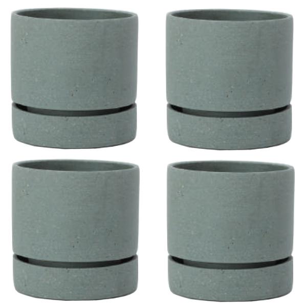 花・観葉植物用ポット エルミ 11 G Polystone POT （4個入り） 18002 底穴あり 受皿付き （代引き不可） 小型ポット FARM (p109)【代引き不可】　おしゃれで素敵なポット。お部屋のインテリアにガーデニングに。