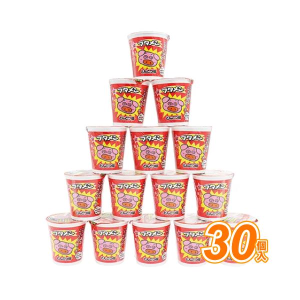 商品サイズ：80×87×80mm　ブタメン定番のとんこつ味！原材料：油揚げめん（小麦粉（国内製造）、植物油脂、食塩、しょうゆ、砂糖、たんぱく加水分解物、ポークエキス、卵白、ポークエキスパウダー）、粉末スープ（ポークエキスパウダー、食塩、植物...