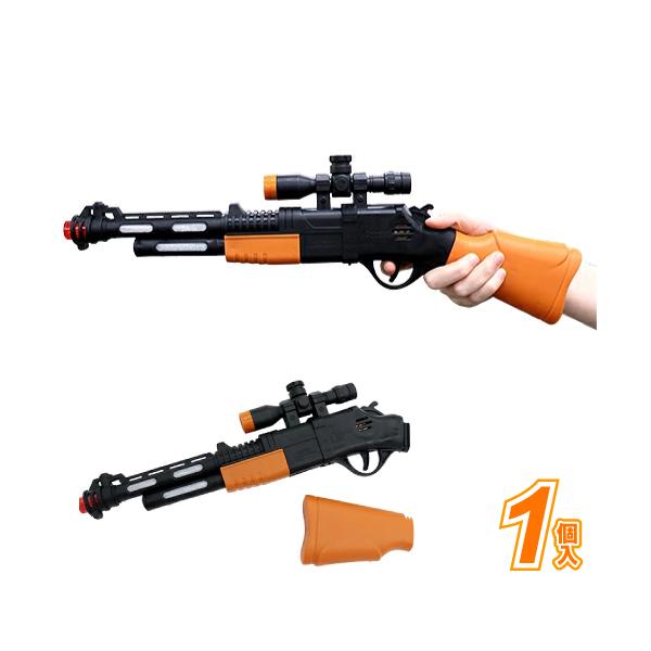 商品サイズ：H16×W44.5×D3cm　組み立て式の光って音がなるピストルです。光りと音はそれぞれ1種類です。かっこよく光るピストルが超かっこいい！！単3電池3本仕様となり、最初から電池内蔵しております。電池交換も可能です。本体の種類は1...