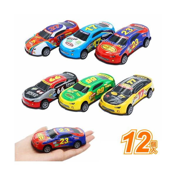 パッケージサイズ：約11×5×3.5cm　箱に入ったブリキの車です。プルバックタイプなので後ろに引くと前に進みます。パッケージが自立するタイプでキラキラ仕様で射的や輪投げの景品にもおすすめです。本体は6種類のアソートです。【関連】景品 おも...