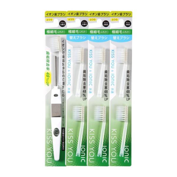 極細レギュラー本体１本と替え３本のセットになります。○ブラシの特徴：極先細毛で歯や歯ぐきの間、歯周ポケットに届きやすく、歯周病予防に効果的です。○本体特徴電池チェッカー内蔵毛先を軽く濡らして、ターミナル（銀色の部分）に手のひら又は、指が触れ...