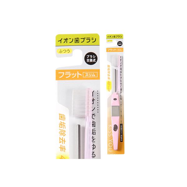 横幅は３列植毛のため、狭い部位までしっかり磨けます。○本体特長・電池チェッカー内蔵・毛先を軽く濡らして、ターミナル（銀色の部分）に手のひら又は、指が触れた状態でブラッシングするだけで、内蔵された電池からマイナスイオンが口の中へ流れます。・ブ...