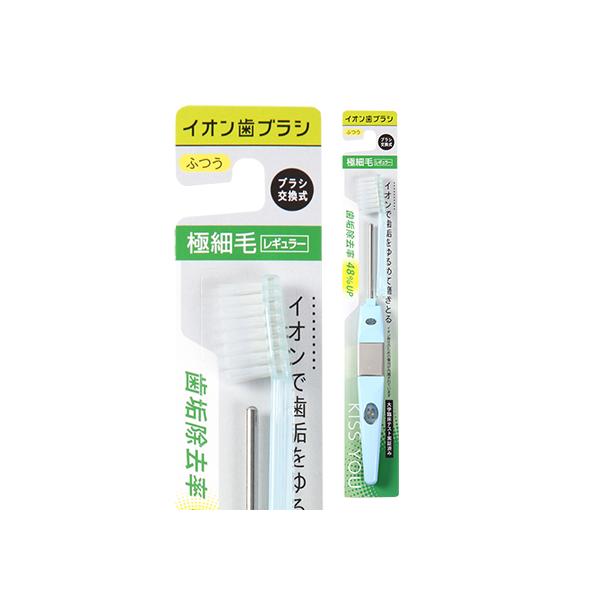 極先細毛で歯や歯ぐきの間、歯周ポケットに届きやすく、歯周病予防に効果的です。○本体特長・電池チェッカー内蔵・毛先を軽く濡らして、ターミナル（銀色の部分）に手のひら又は、指が触れた状態でブラッシングするだけで、内蔵された電池からマイナスイオン...