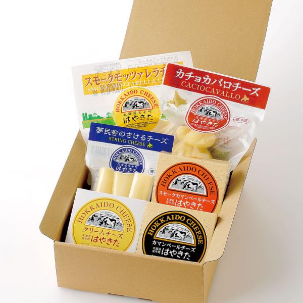 キーワード：夢民舎 人気のチーズセット カマンベールはやきた スモークカマンベール クリームチーズ カチョカバロチーズ スモークモッツアレラチーズ さけるチーズ商品名：はやきたカチョカバロチーズセット（６種セット ギフト箱入）【はやきた夢民...