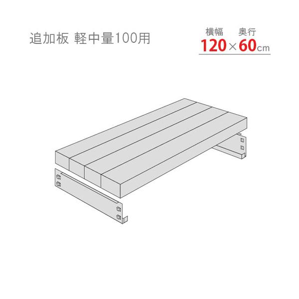 スチールラック・スチール棚の通販！2,500種類以上のスチールラック・スチール棚がどこよりも安く、送料無料！●商品名：追加板　軽中量棚　100kgタイプ用●型式：幅120×奥行60cm用　1段分セット●段数：1段（棚板枚数）　2.5cmピッ...
