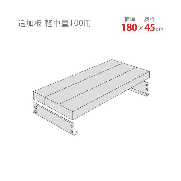 スチールラック・スチール棚の通販！2,500種類以上のスチールラック・スチール棚がどこよりも安く、送料無料！●商品名：追加板　軽中量棚　100kgタイプ用●型式：幅180×奥行45cm用　1段分セット●段数：1段（棚板枚数）　2.5cmピッ...