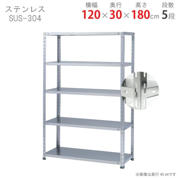 スチールラック・スチール棚の通販！2,500種類以上のスチールラック・スチール棚がどこよりも安く、送料無料！●商品名：ステンレスラック　NCタイプ　SUS-304●型式：呼称：幅120×奥行30×高さ180cm　　　　外寸：幅120.4×奥...