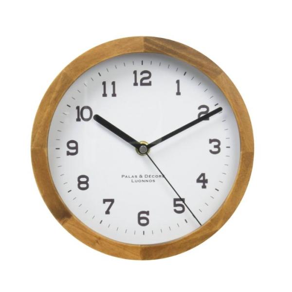無垢材で作られたシンプルなウッドクロック。シンプルなウッドクロックです。無垢材で作られた枠がインテリアにマッチしますカチカチ針の音がしないスイープムーブメント使用。サイズ φ208×D45mm主材 天然木・ガラス付属品 専用スタンド・単3電...