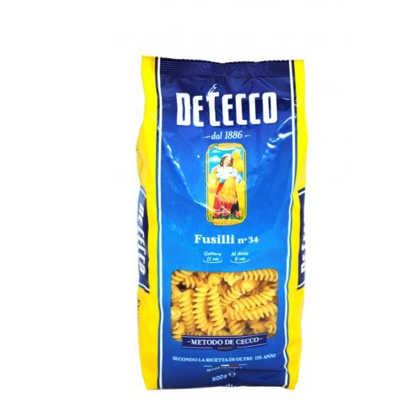 DE CECCO Fusilli No.34らせん状のショートパスタ。ソースがよく絡みます。独特の楽しい食感があり、味の濃いソースなどに相性抜群。生産地:イタリア内容量:500gゆで時間:9~11分※本商品は、輸入品のため、外装に多少の汚れ...