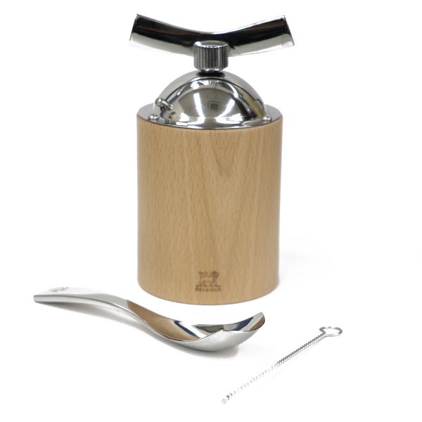 ゴマとアマニ専用のミルです。専用スプーン、掃除用ブラシ付き。サイズ：高さ約8cm材質：ブナ　ステンレス鋼　ABS樹脂　亜鉛生産：フランス※胡椒類、塩は挽けません