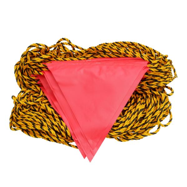 旗付トラロープ 三角旗ロープ 標識ロープ 黄黒ロープ トラスロープ