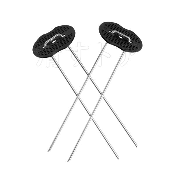 シート押さえピン 20cm コ型杭＆黒丸 ヘアピン杭 押さえ杭 角ピン 押さえ釘 U型