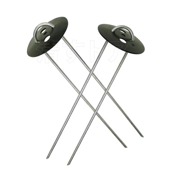 シート押さえピン 30cm U型杭＆黒丸 ヘアピン杭 押さえ杭 Uピン 押さえ釘