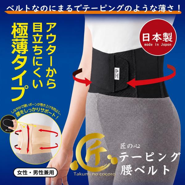【商品説明】アウターにひびきにくい極薄タイプ！軽くて薄いのに腰をしっかりサポート。伸縮性のある素材でグッと伸びてピタッとフィット。しなやかで軽い4本のボーンが腰をサポート。薄いので座った時でも腹部を圧迫しにくい。サイズ調整と着脱が簡単な面フ...