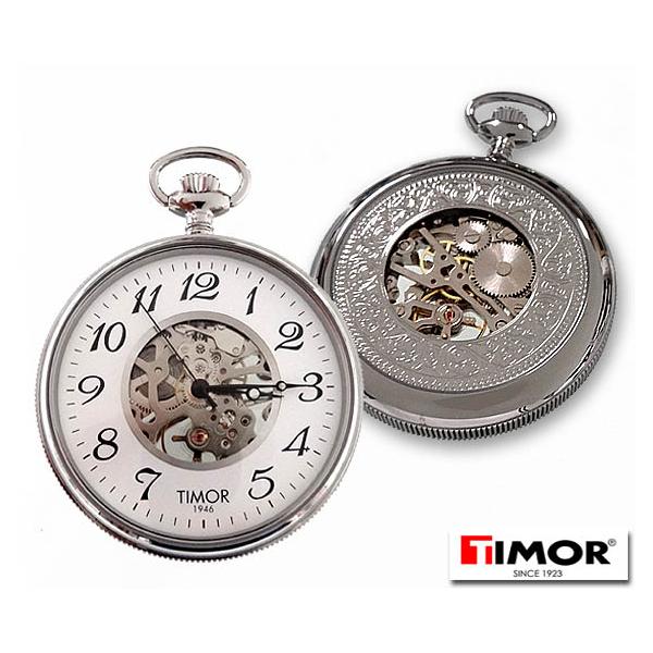 TIMOR/ティモール 懐中時計　スイスブランド品名：TIMOR（ティモール）手巻きスケルトン懐中時計防水：非防水ケース外径：Ф50mm厚さ：12mm重さ：約70g材質：ブラスケース/メッキ（真鍮）風防：プラスチックムーブメント：機械式 手...