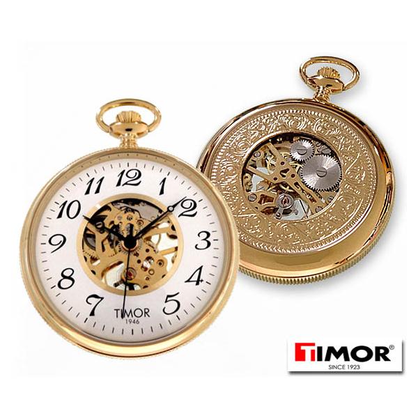 TIMOR/ティモール 懐中時計　スイスブランド品名：TIMOR（ティモール）手巻きスケルトン懐中時計防水：非防水ケース外径：Ф50mm厚さ：12mm重さ：約70g材質：ブラスケース/メッキ（真鍮）風防：プラスチックムーブメント：機械式 手...