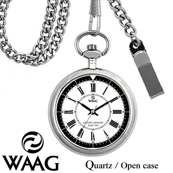 WAAG/ワーグ懐中時計刻むクロノスのWAAG懐中時計シリーズです。品名：WAAG（ワーグ）懐中時計タイプ：オープンフェイス防水：非防水時計外形寸法：縦（12-6時）5.5cm　横（3-9時）3.9cm厚さ：約0.95cm本体材質(ケース)...