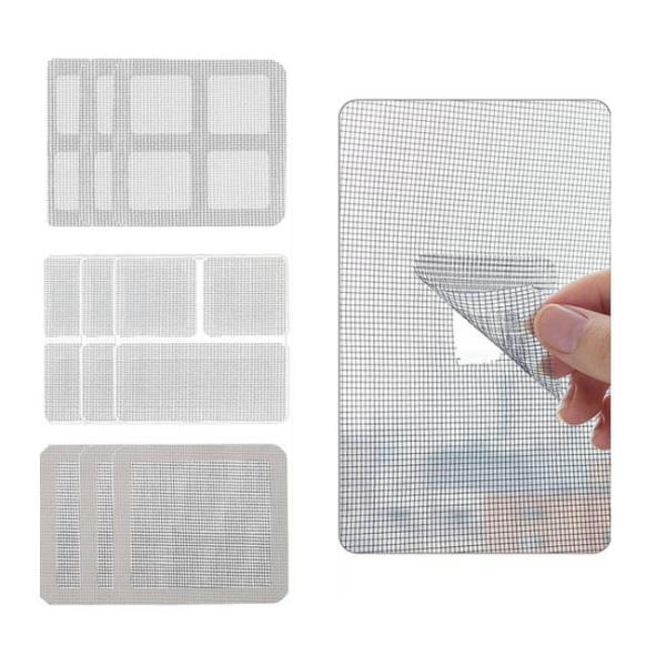 貼るだけ簡単補修　網戸補修シート（両面テープ付き）■網戸の破れ・傷などに貼るだけで簡単に補修できます。■3種類（各3セット）合計9枚のお得なセットです。■柔らかいメッシュ素材です。【使用方法】(1)網戸の破れたところや周りをきれいに拭きます...