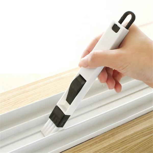 多機能　ちりとり付きクリーニングブラシ表面に付いたホコリやゴミを取り除く、汎用性が高いブラシです。ドアレール、溝、サッシ、パソコンキーボードなど様々な場所に適用します。端や角まで届きとても便利です。サッシの溝にたまったホコリ取りに便利なブラ...