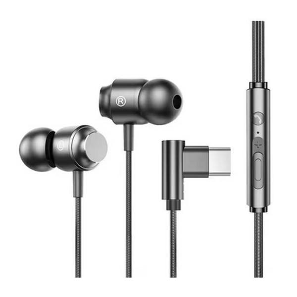 Type-C L字型 イヤホンマイク【製品特徴】●快適な装着感のカナル型イヤホンです。耳の構造にフィットし、快適に使用できます。●コネクタ部分が90°のL字型になっていて、動画視聴、ゲーム操作が快適です。●リモコン付き。操作も簡単です。電話...