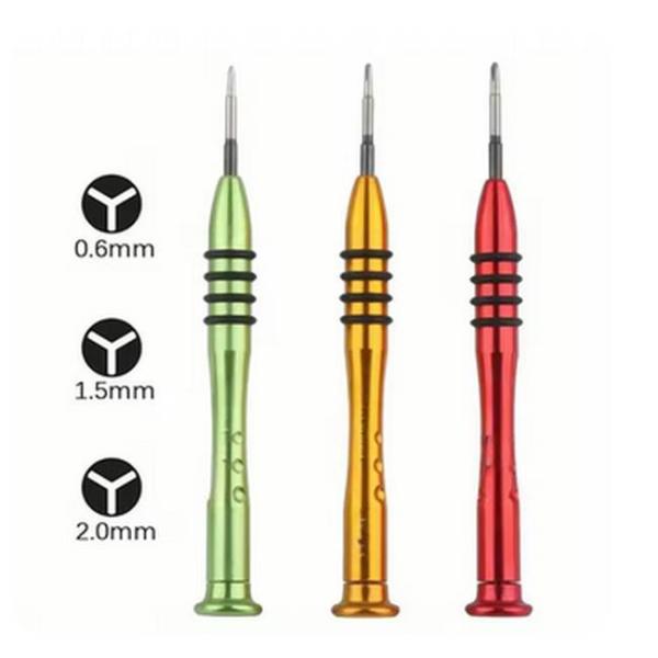 Y字ドライバー3本セット・ドライバービットは硬質S2鋼製、フルメタル構造で、長期間の使用に耐久性があります。・操作がスムーズにできるように平らな部分が回転します。・作業中に滑りにくいように柔らかいゴム製の滑り止めがついています。【商品内容】...