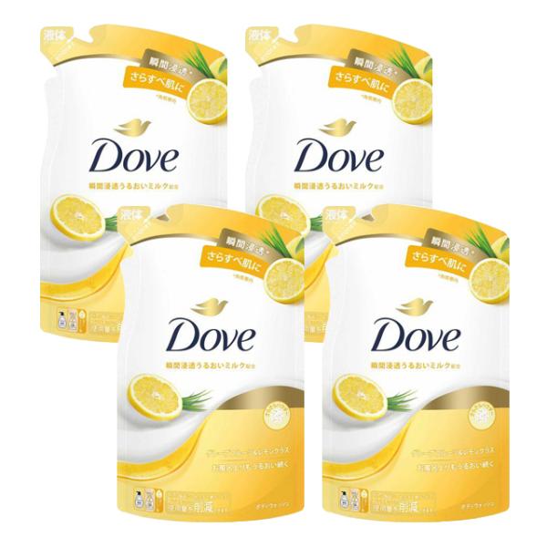 瞬間浸透うるおいミルク配合。お風呂上りもうるおい続く。さらすべ肌に。お子様の1人洗いにも！ダヴはうるおいを守りながら肌をやさしく洗います。さらすべ肌へ さらさらパウダー配合のグレープフルーツ＆レモングラス。すすぎクイック処方＆さらさらパウダ...