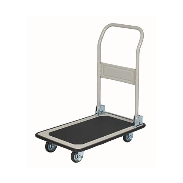 PD-150T (注文No.137587)プレス台車　積載荷重150kg 折り畳みハンドルタイプ 車輪径：100mm　　　　　　 自重：11．2kg 色：黒　前：自在車輪　 後：固定車輪 材質：スチール　 車輪：ゴム　 マット：塩ビ 寸法：...