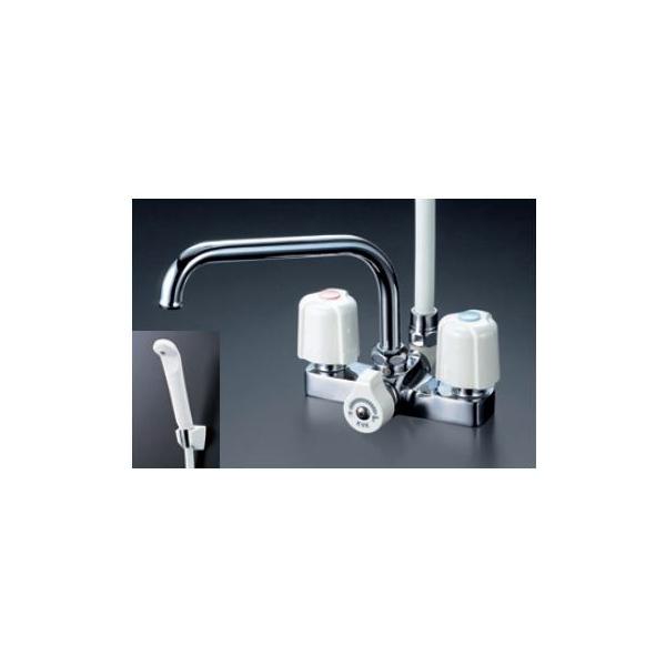 KF14ER2【仕様】●メーカー: KVK●型番: KF14ER2●商品名: デッキ形2ハンドルシャワー●2ハンドル式●240mmパイプ付●取付ピッチ120mm●シャワーヘッド: 白ヘッド●シャワーホース: 白ホース 1.45m●シャワーハ...