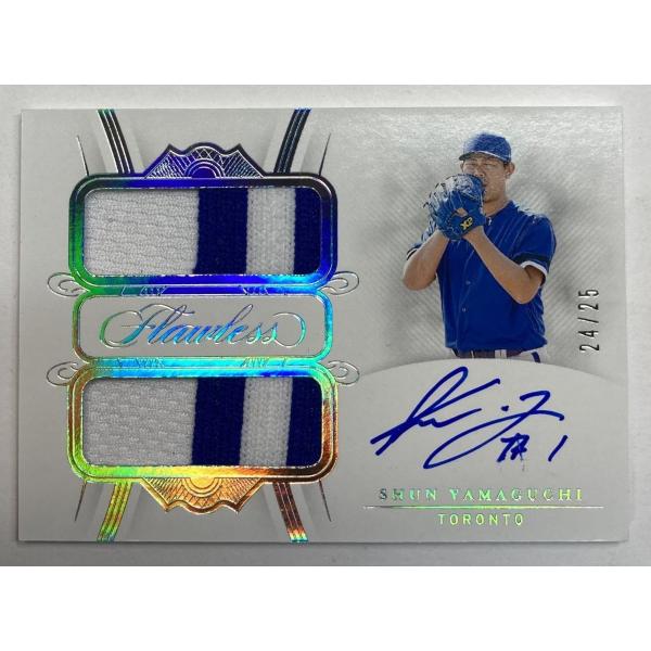 【25枚限定】山口俊直書きルーキーサイン実使用パッチx2 2020 Panini Flawless Game-used Dual Patch Auto