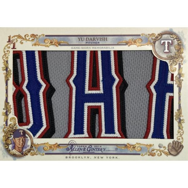 【激レア! No. 1/1枚限定】ダルビッシュ有実使用特大パッチ 2014 Topps Allen &amp; Ginter's Game-used 3 Letter Jumbo Logo Patch
