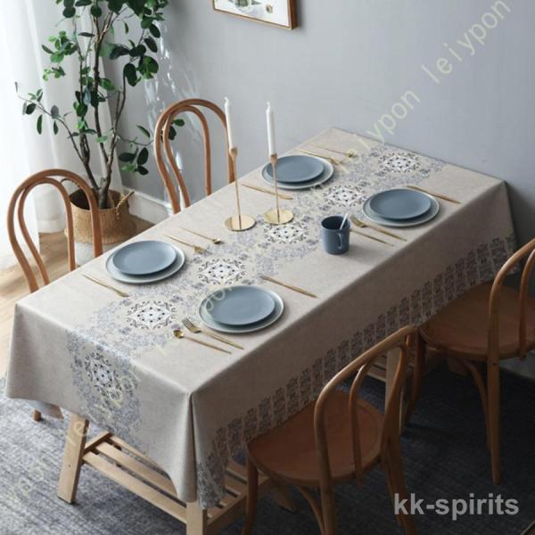 テーブルクロス 北欧 テーブルカバー PVC製 長方形テーブル クロス 撥水 防水 防油 おしゃれ 食卓カバー オリーブ柄  淡いグレー リーフ柄 長方形 厚手 耐熱 家庭用 ホテル 花の月 テーブルクロス   撥水 TPUラミネート加工 ...