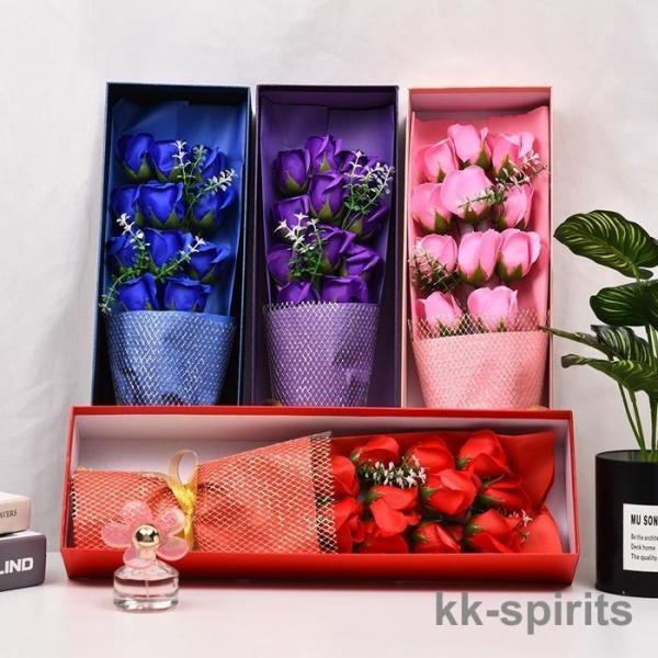 ソープフラワー 母の日ギフト ボックスフラワー 造花 フラワー 石鹸花 枯れない花 プレゼント 結婚祝い 卒業祝い 卒業式 入学祝い 誕生日 記念日妻 彼女 お礼 お返し【サイズ】（約）48cm×15×7.5cm【カラー】ピンク,ブルー,レ...