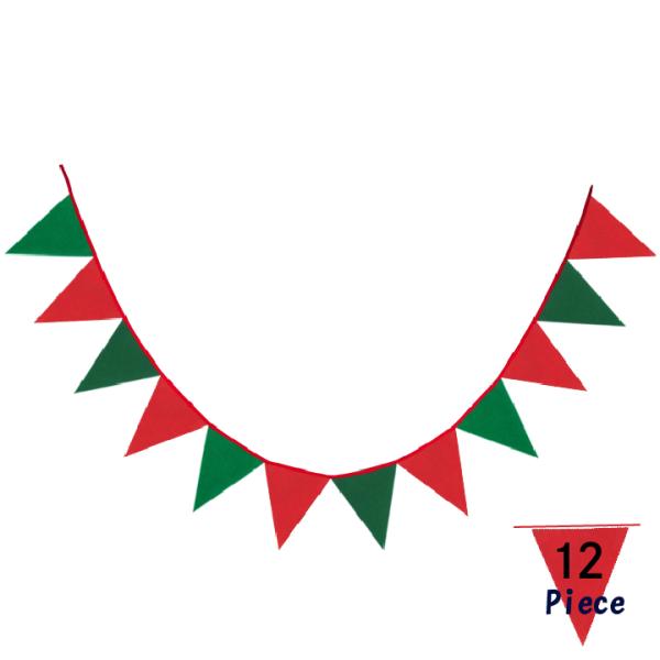 【配送について】こちらの商品はメール便配送のため、代金引換・時間指定ができません。シンプルなカラーで、どんな飾りともバッチリ！【仕様】サイズ：（紐の長さ）320cm内容：フラッグ12ピース重さ：35g素材：フェルトクリスマス 飾り・パーティ...