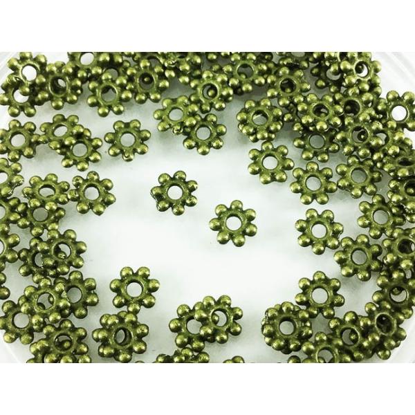 【発売日：2018年02月06日】アクセサリーパーツ雪の結晶：ロンデル・スペーサー・チャーム・レジン等多用途★カラー：金古美 アンティークゴールド内容量： 100個（商品画像にて内容量確認できます）素材: 金属1個サイズ：約4.5mm 厚み...