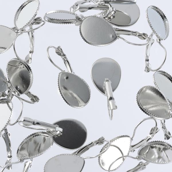 ピアス パーツ 台座付き ピアスフック パーツ 金具1個サイズ：ピアスパーツ本体縦横径約20mmｘ約13mm(台座径含まず)(クリップ開閉可能)※クリップは閉じた状態での簡易計測 しずく台座内径縦横径約18mmｘ約13mm(商品画像に簡易計...