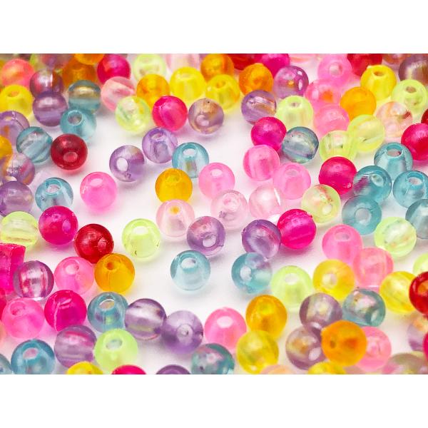 ビーズ 丸 4mm 穴有り1個サイズ：約4mm 通し穴径約1mm (商品画像に簡易計測画像御座います、簡易ですので誤差は御座いますのでご了承下さい。）カラー：ミックスカラー（色指定不可色かぶり有り、モニターの発色の具合によって実際の商品との...